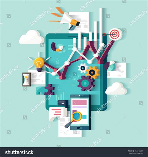 Data Analytics Flat Design Stock Vector Royalty Free 353343284