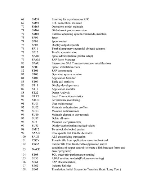 Sap Admin Tcode Doc Operating Systems Computer Software And Applications
