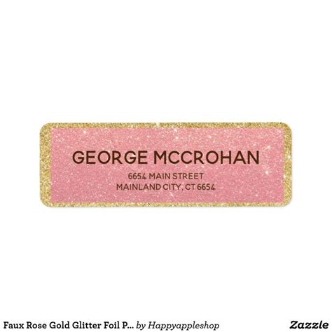Faux Rose Gold Glitter Foil Pink Return Address Label Zazzle