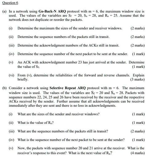 SOLVED A In A Network Using Go Back N ARQ Protocol With M 6 The