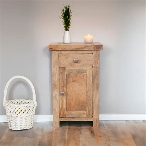 Rustic Mango Bedside Table With Cupboard And Drawer