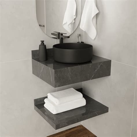 Bancada De Banheiro Em Porcelanato Para Cuba De Apoio 15x60x45cm