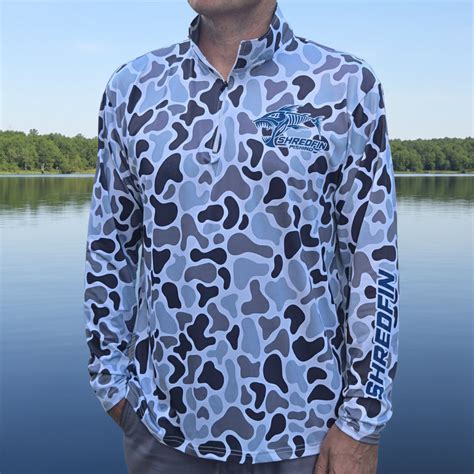 Shredfin Featherlite 14 Zip Performance Shirt Retro Camo Overcast