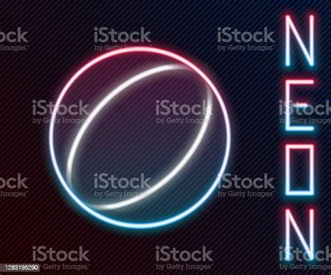 검은 색 배경에 고립 된 빛나는 네온 라인 비치 볼 아이콘 다채로운 개요 개념 벡터 일러스트레이션 고무에 대한 스톡 벡터 아트