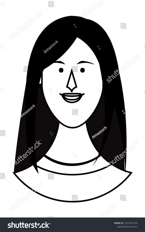 Woman Face Cartoon Black White Vector De Stock Libre De Regalías