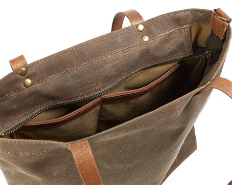 Fieldtan And Brown Waxed Canvas Tote Bag Innesbags