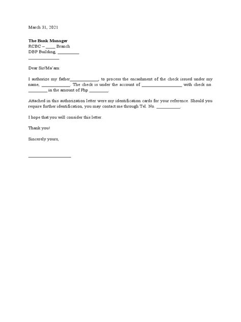 Authorization Letter Rcbc Pdf