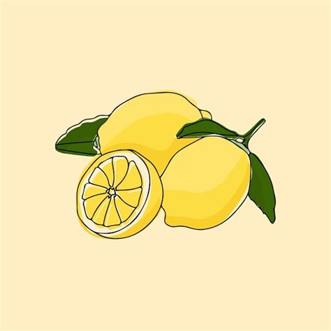 한 줄에 연속 그리기 레몬 라임 과일 벡터 일러스트 레이 션 프리미엄 벡터