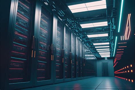 Data Center Computers Large Facility With Servers Storage Solution