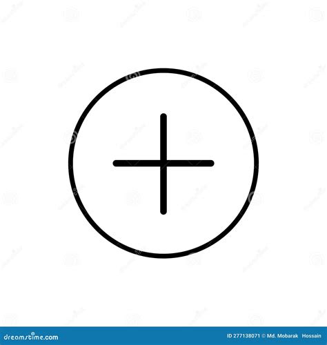 Plus Button Vector Icon Outline Style Isolated On White Background