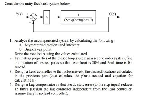 solved consider the unity feedback system below r s c s