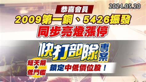20240520《股市最錢線》高閔漳 “恭喜會員2009第一銅、5426振發，同步亮燈漲停”” 快打部隊專案，短天期低門檻，鎖定中低價位股