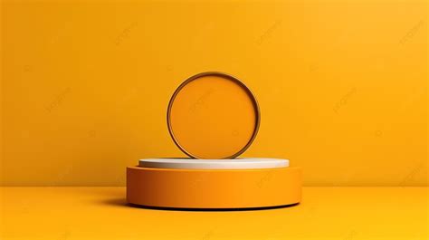 3d 렌더링에서 광고 디스플레이를 위한 최소한의 실린더 배경과 노란색 연단 받침대가 있는 기하학적 플랫폼 3d 스튜디오 플랫폼 배경 노란 연단 배경 일러스트 및 사진