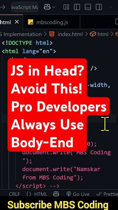 Js In Head Avoid This Pro Developers Always Use Body End 💥 Webdev