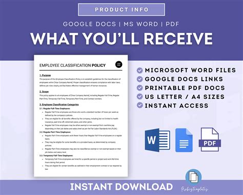 Employee Classification Policy Template Probiztemplates