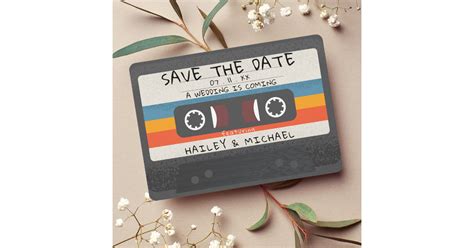 Vintage Retro Cassette Tape Qr Code Wedding Save The Date Zazzle
