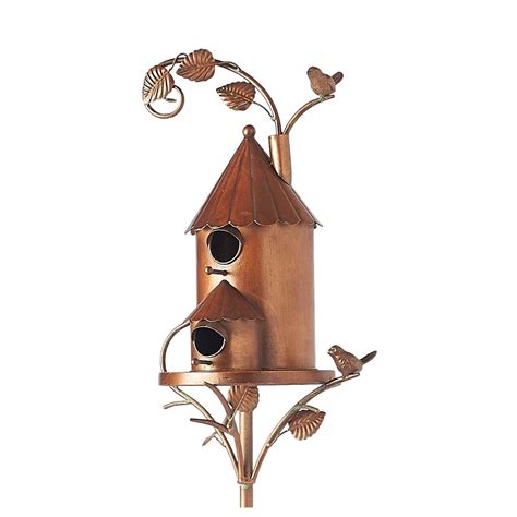 BallsFHK Birdhouse Garden Stakes Metal Bird House With Pole Large