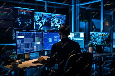 Man Data Scientist Working On Personal Computer Wearing Headphones With