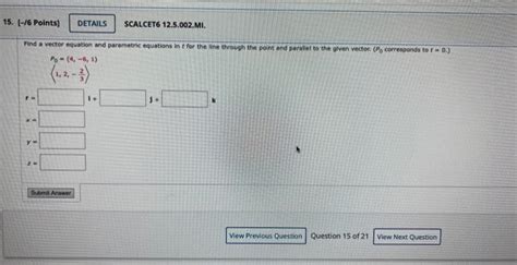 Solved Find A Vector Equation And Parametric Equations In T Chegg