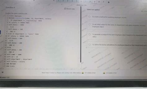 Question Analyze The Given Pseudocode Class Studyx