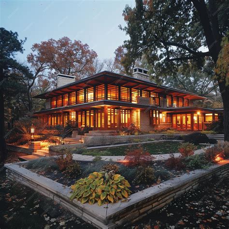 Prairiestyle Residence By Frank Lloyd Wright Emphasizing Horizontal