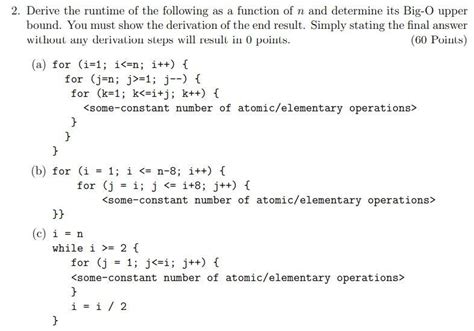 solved derive the runtime of the following as a function of