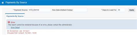 Error When Generating Report Unsupported Output Format XLSX Cloud