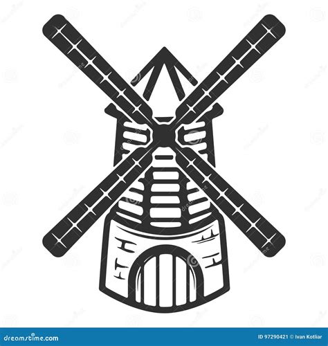 Windmil Sketch Drawing Windmill Line Art Windmill Illustrattion Stock Illustration