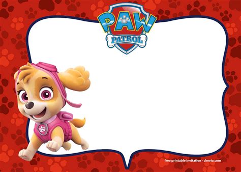 Free Printable Skye Paw Patrol Invitations Templates Paw Patrol Invitations Paw Patrol