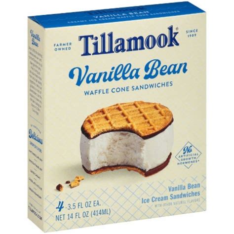 Tillamook® Vanilla Bean Waffle Cone Ice Cream Sandwiches 4 Ct Frys