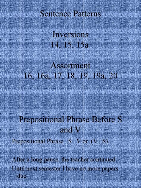 sentance patterns 14 20 pdf clause verb