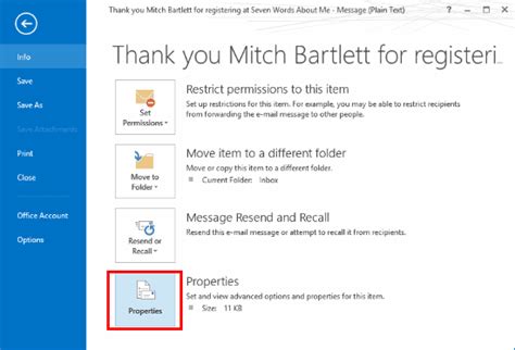 Outlook 2016 How To View Full Message Headers