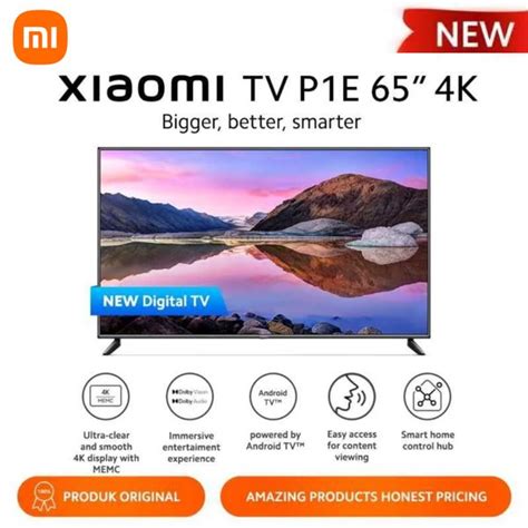 Jual Mi TV P1E 65 Inch 4K UHD Dolby Vision HDR10 Android Smart Digital