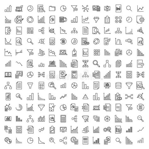 Simple Set Of Data Analytics Related Outline Icons Stock Vector Illustration Of Flat Graph