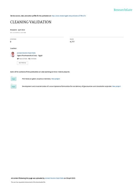 Cleaning Validation Pdf Dose Biochemistry Chemistry