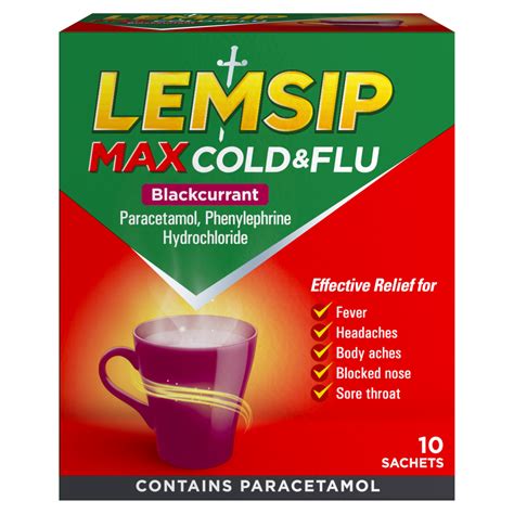 Lemsip Max Cold And Flu Blackcurrant 10 Sachets One Stop