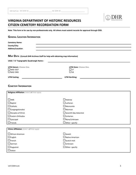 Citizen Cemetery Form Doc