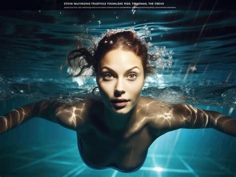 A Woman Swimming Underwater In A Pool Premium Ai Generated Image