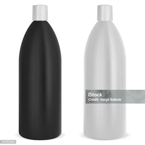 Set Botol Sampo Paket Mockup Hitam Putih Ilustrasi Stok Unduh Gambar