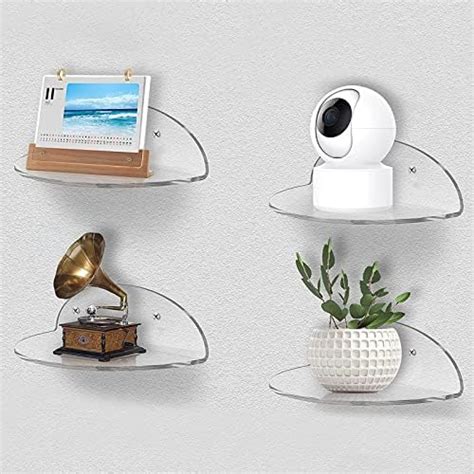4 Pcs Mini Acrylic Wall Shelf 14 8 3cm Small Floating Wall Shelves