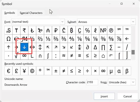 Insert Arrow Symbol Up Down Left Right In Excel