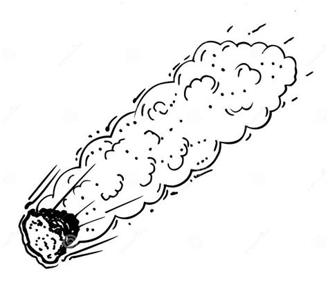Flying Fiery Comet Meteorite Meteor Sketch Meteorite With Flames And