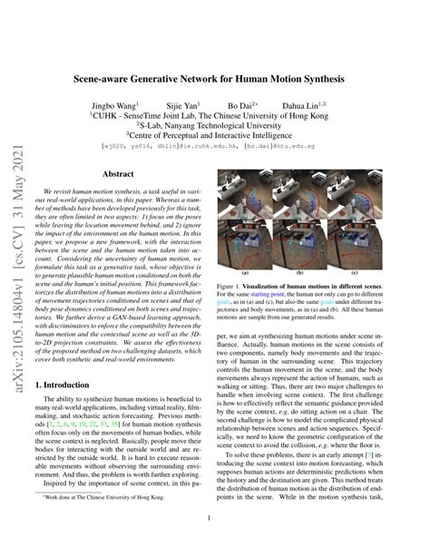 Pdf Scene Aware Generative Network For Human Motion Synthesis