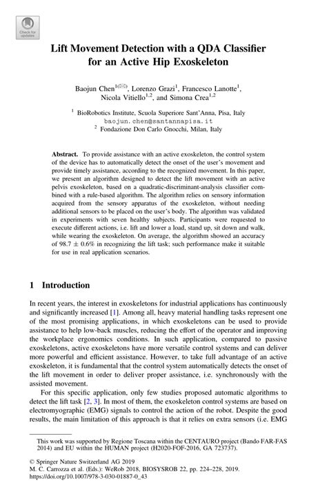 Pdf Lift Movement Detection With A Qda Classifier For An Active Hip Exoskeleton Proceedings