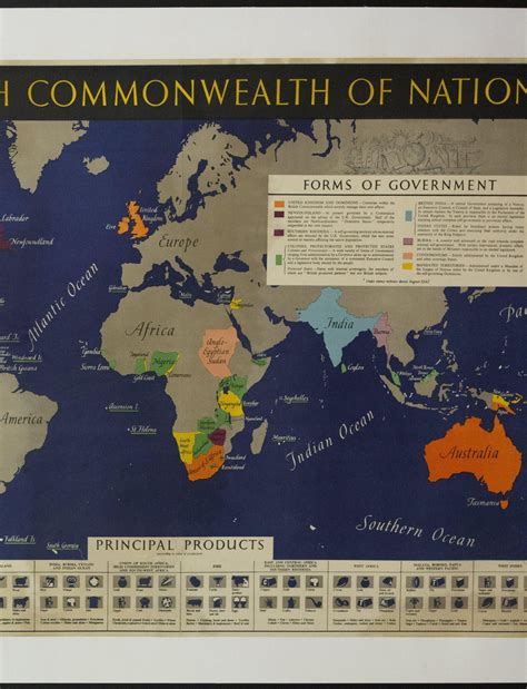 C1942 British Commonwealth Of Nations World Map Vintage Poster Wwii