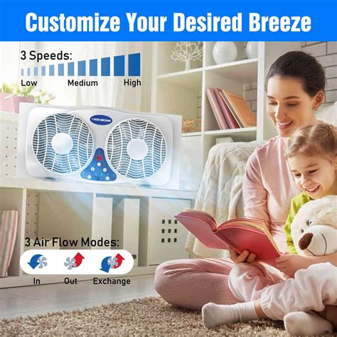 9 Inch Twin Window Fan With Remote 3 Speed Control Reversible Airflow