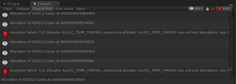 Unity Random Error Assertion Failed Tls Allocator Alloctempthread