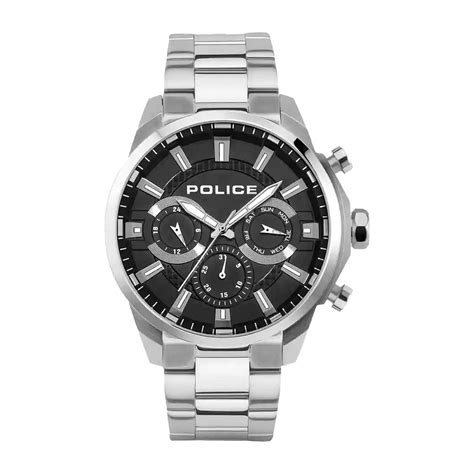 Police Black Dial Silver Strap Multifunction Watch For Men Neplpewjk2204201
