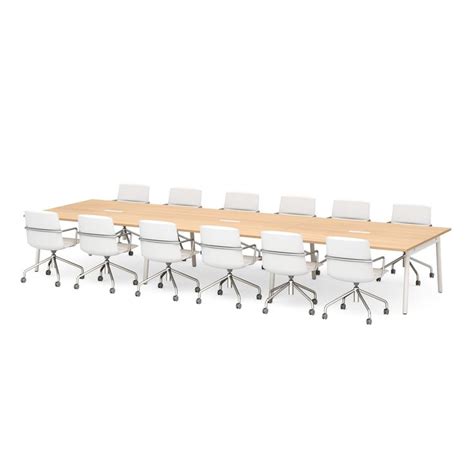 Series A Scale Rectangular Conference Table White Legs Natural Oak