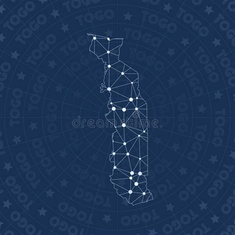 Togo Network Constellation Style Country Map Stock Vector